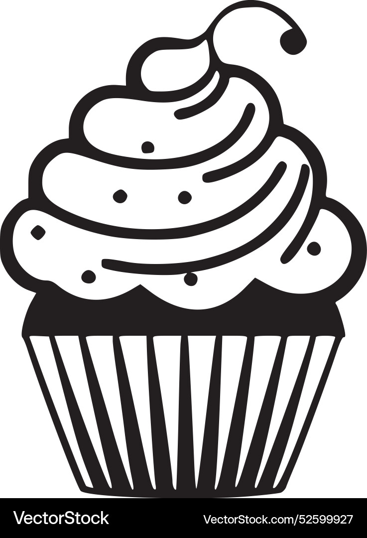Cupcake - black and white Royalty Free Vector Image