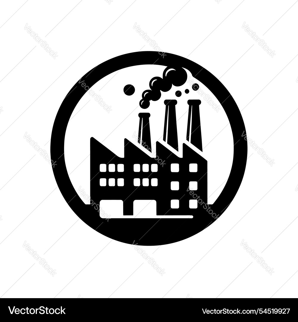 Factory icon with smoke stacks Royalty Free Vector Image