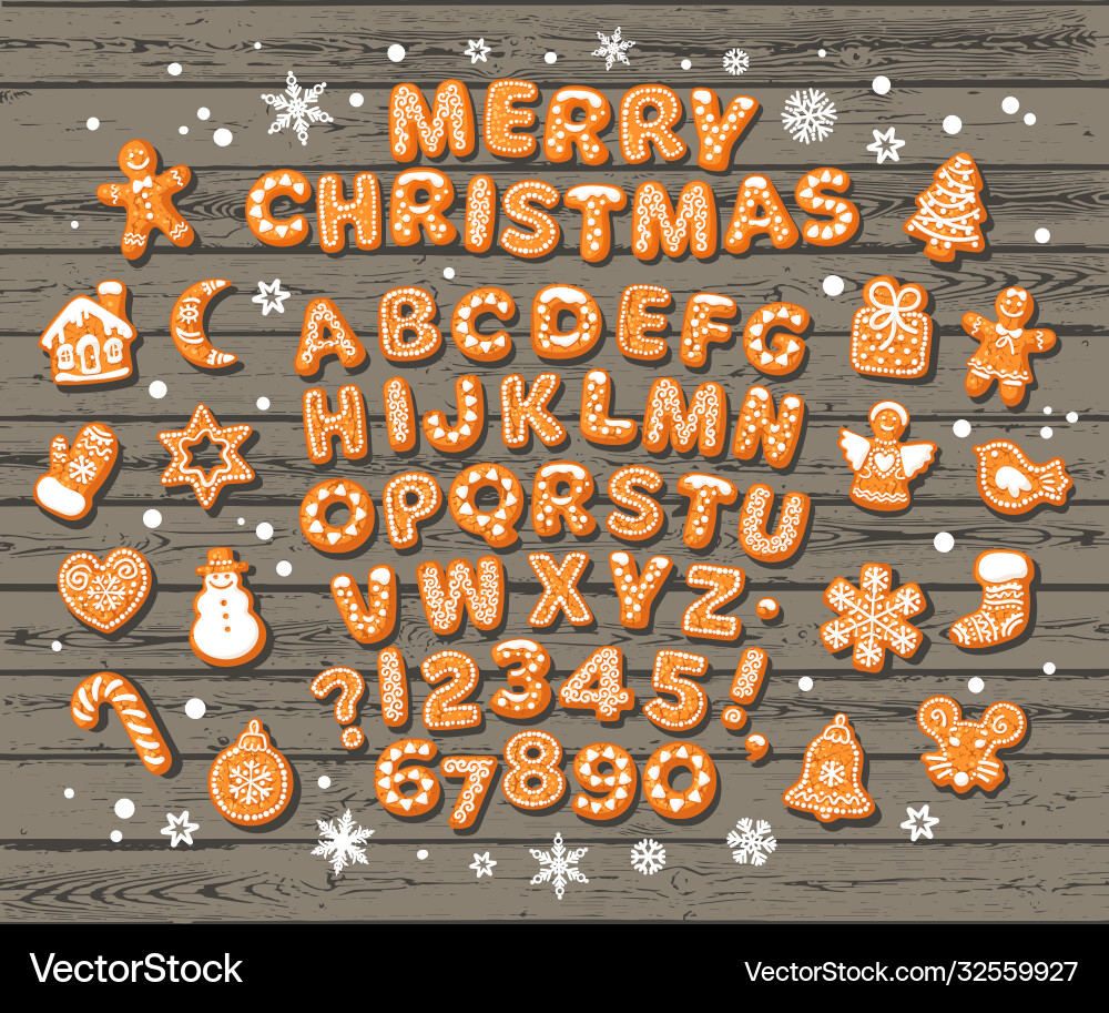Gingerbread Alphabet Christmas Cookies Royalty Free Vector