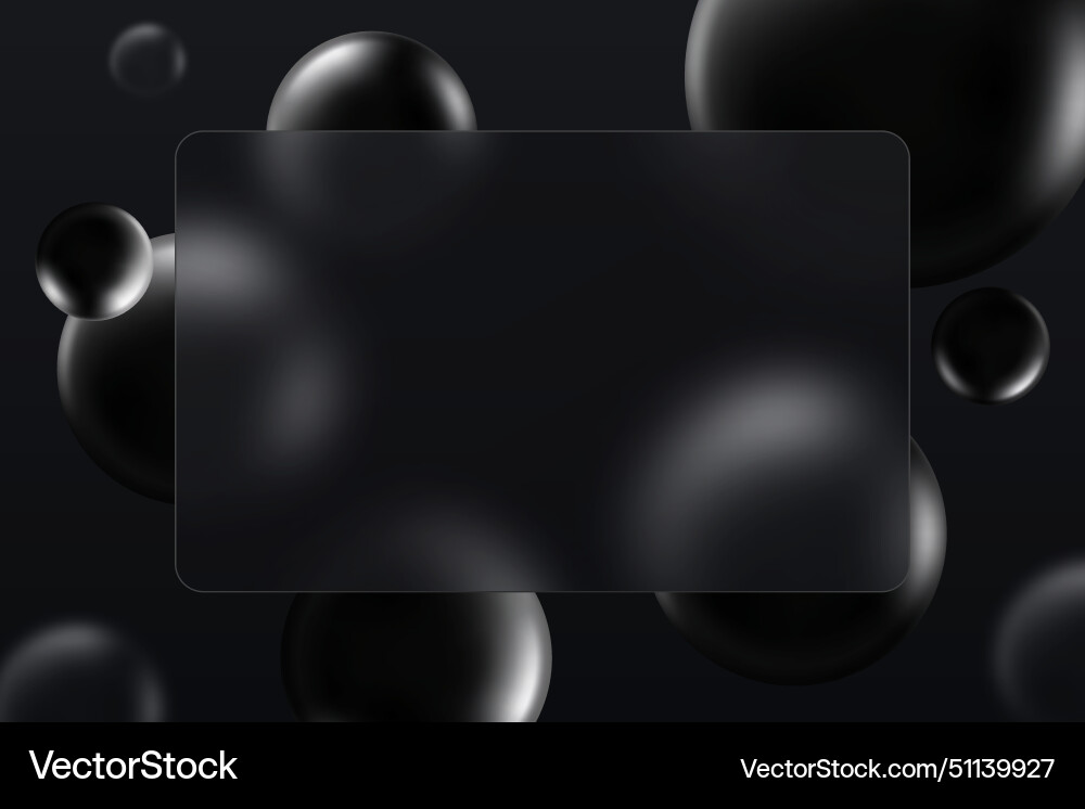 Glass morphism design template 3d black spheres Vector Image