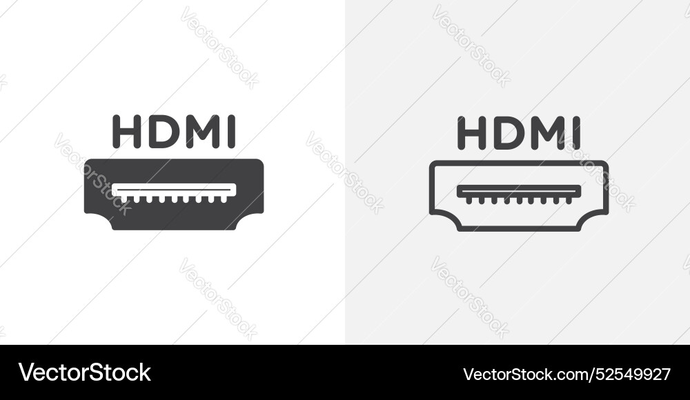 Hdmi cable thin line icon set Royalty Free Vector Image