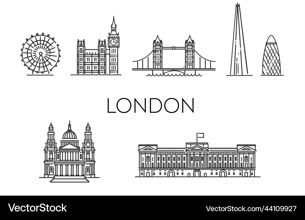 London architecture line skyline Royalty Free Vector Image