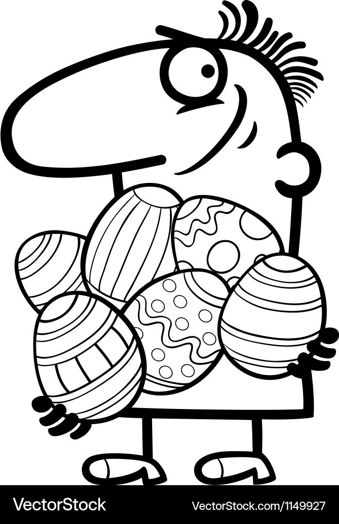 Man with easter eggs cartoon Royalty Free Vector Image
