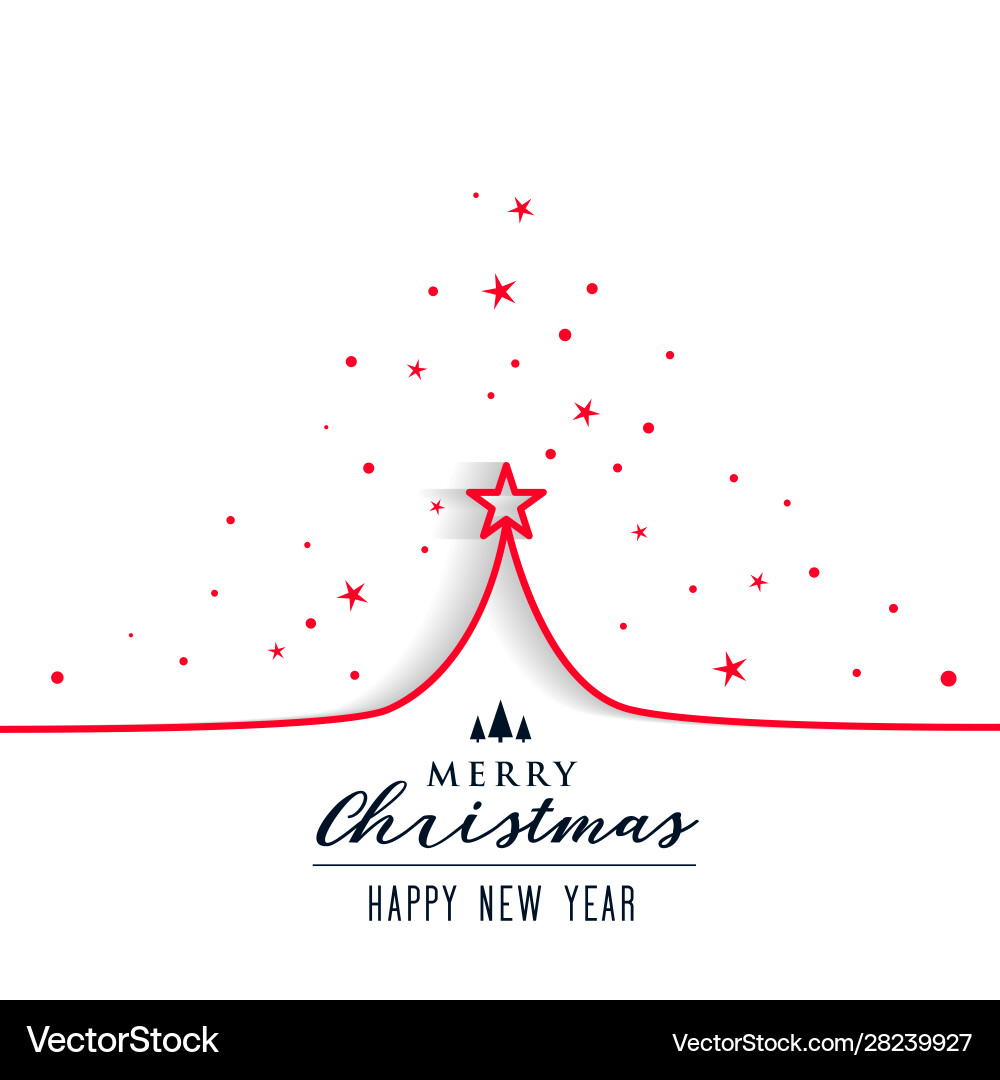 Merry christmas line style tree design greeting Vector Image