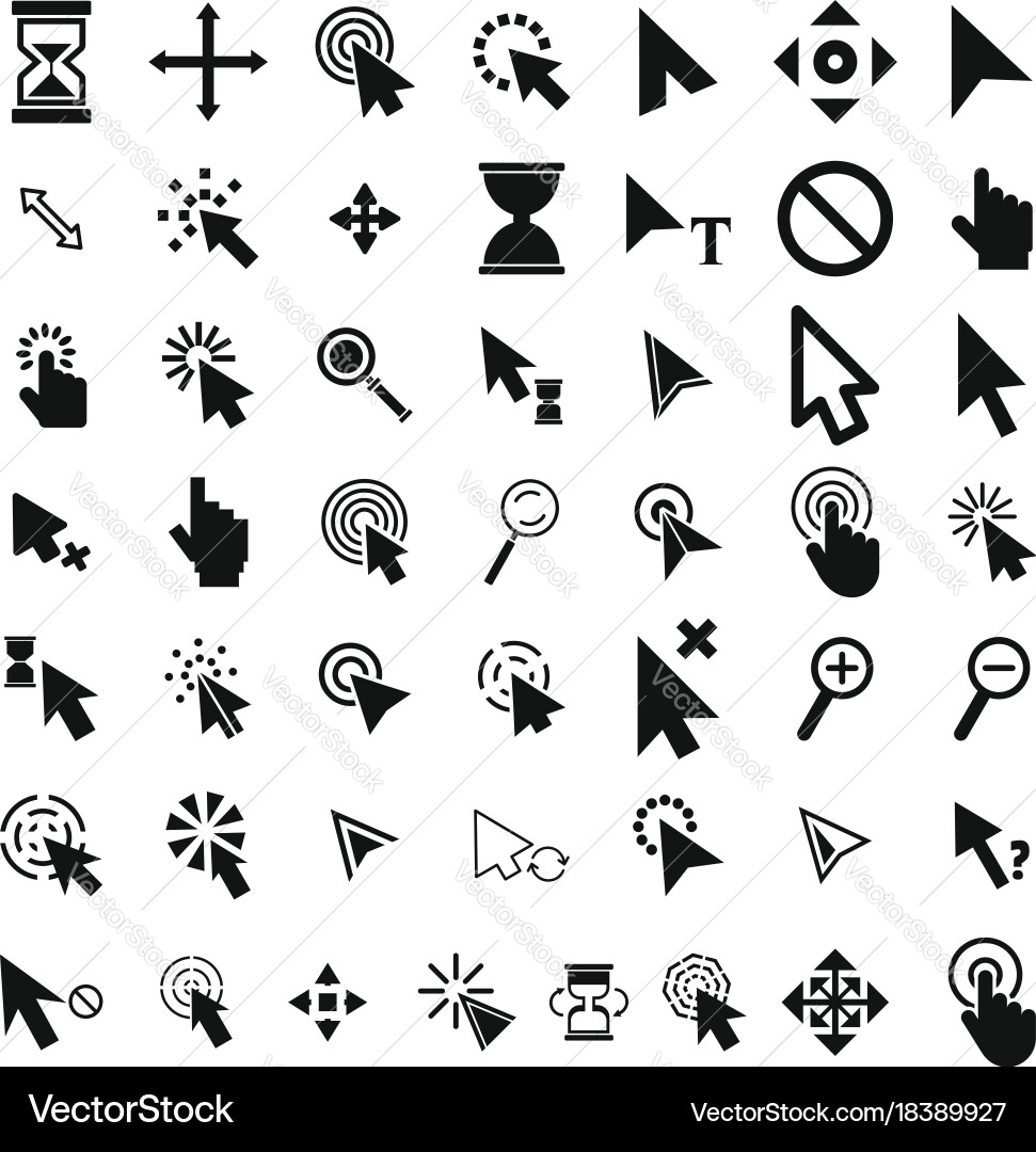 Mouse cursor icons set simple style Royalty Free Vector