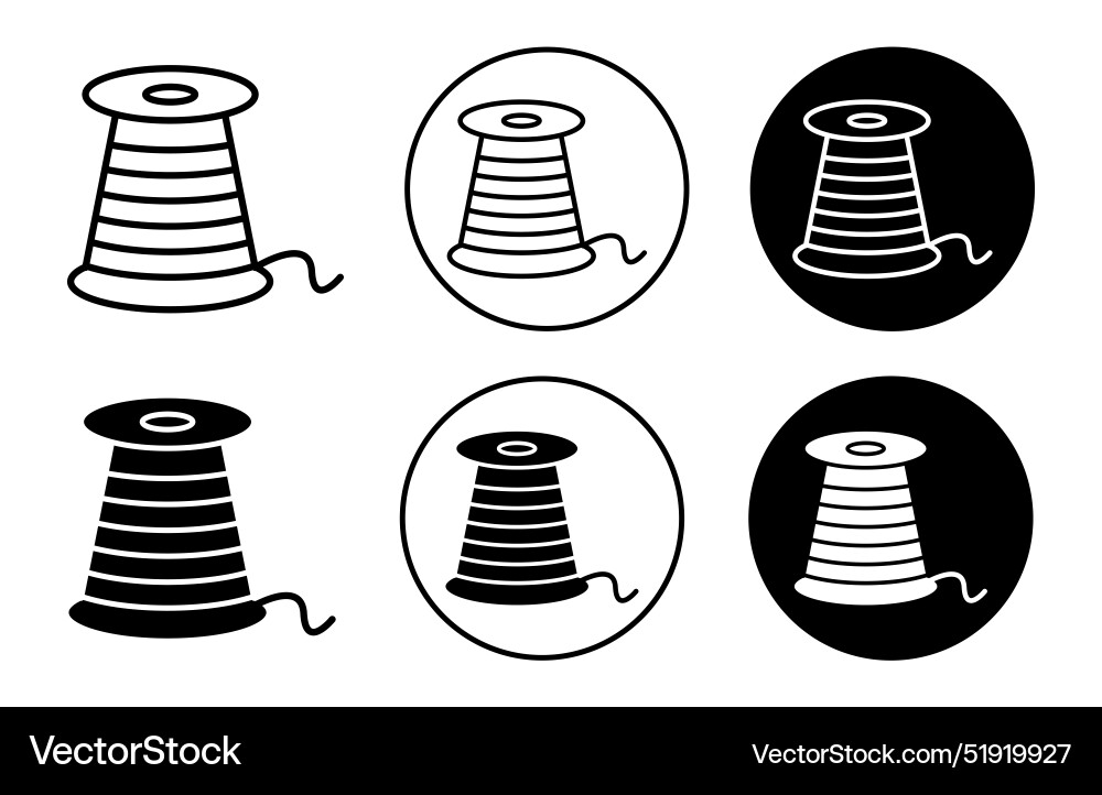 Spool of thread icon collection of outline thin Vector Image