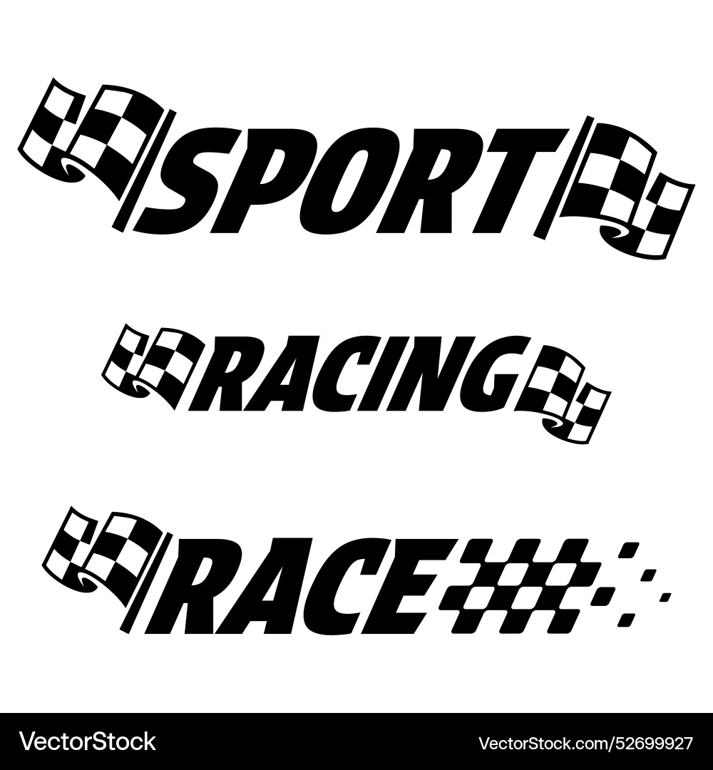 Sport race checkred flags text Royalty Free Vector Image