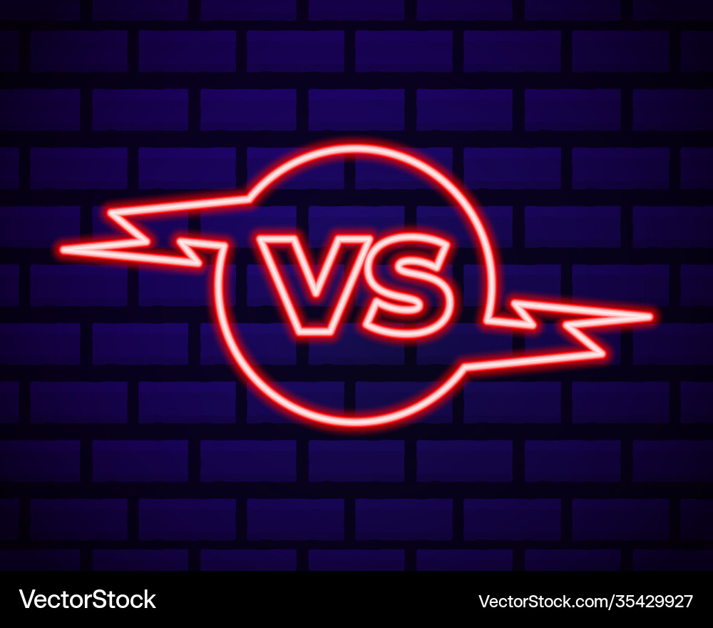 Versus neon sign logo symbol Royalty Free Vector Image