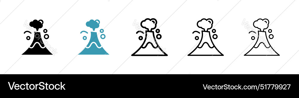 Volcano icon set volcanic mountain hill symbol Vector Image