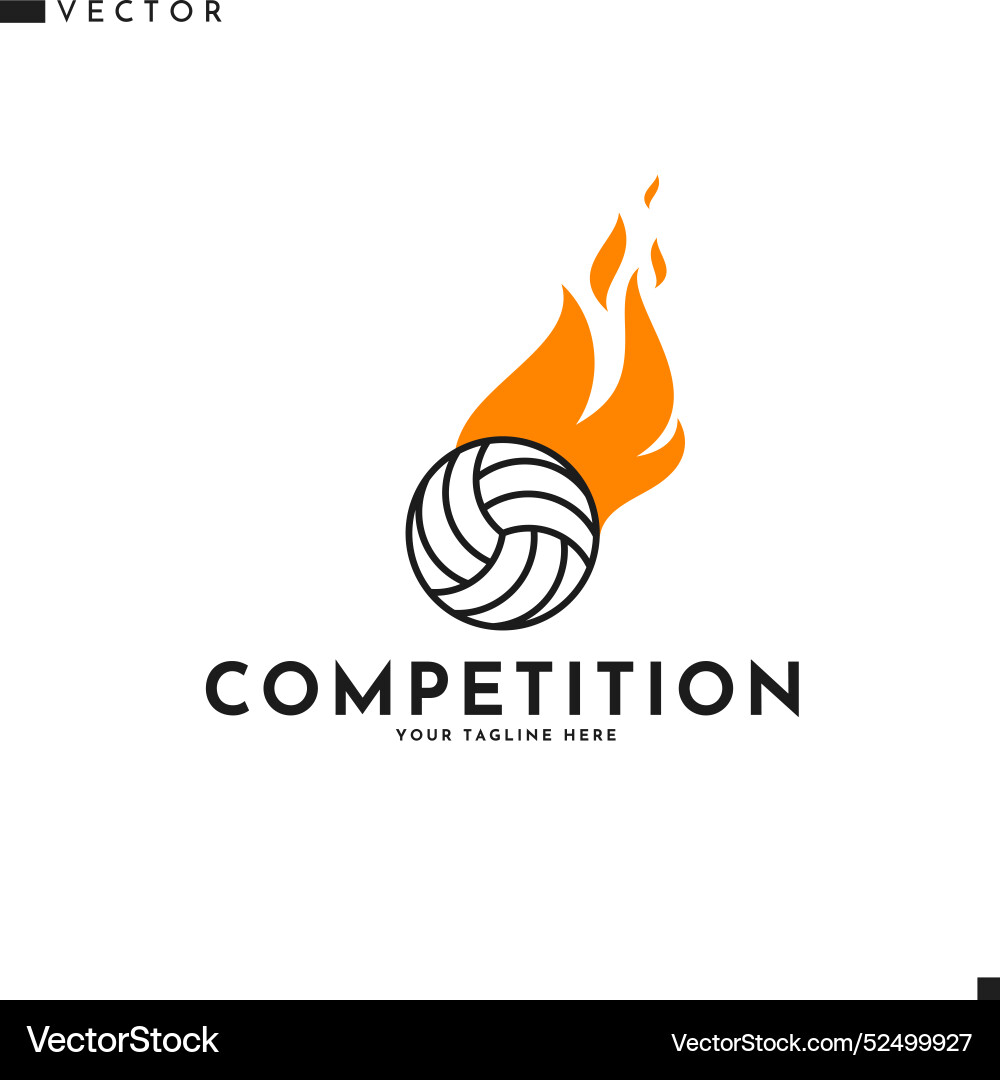 Volleyball ball with fire logo Royalty Free Vector Image