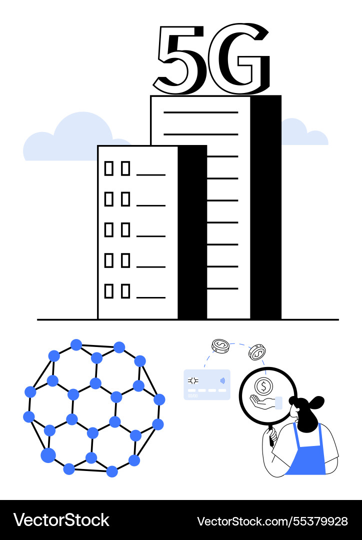 5g technology with office building network Vector Image