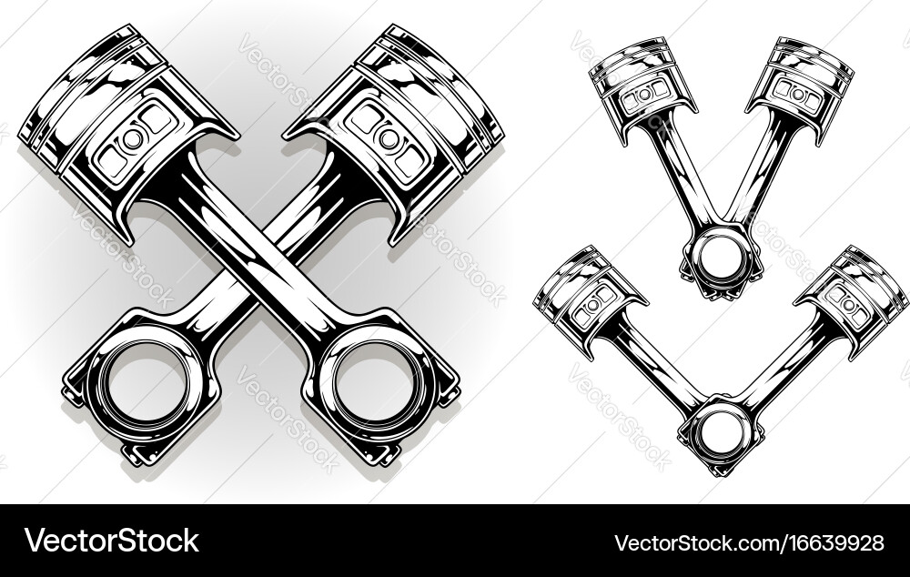 Car Piston Set - Black & Chrome Royalty Free Vector