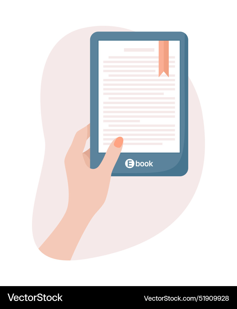 Female hand holding ebook reader Royalty Free Vector Image