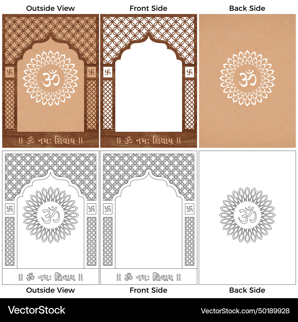 Laser cutting design for temple Royalty Free Vector Image