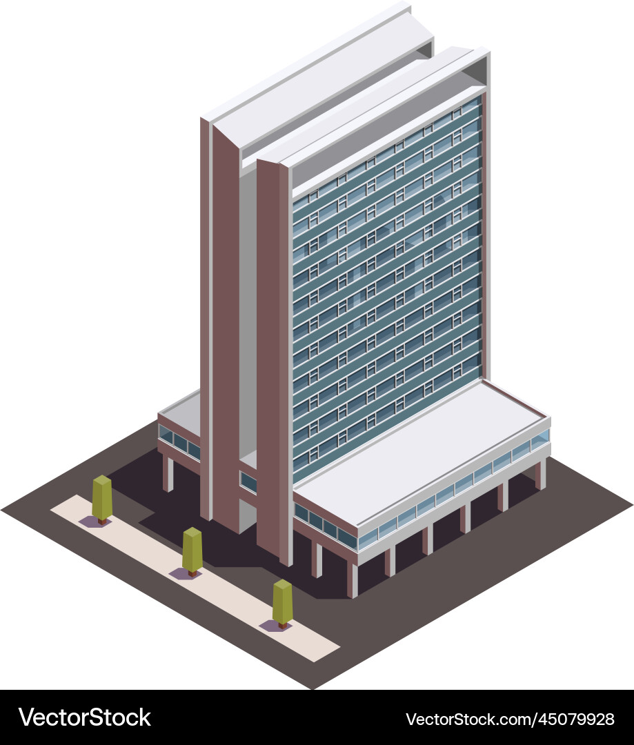 Modernist skyscraper isometric composition Vector Image