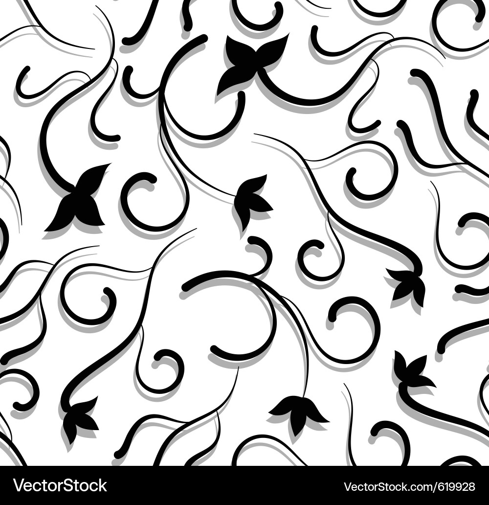 Simple floral black seamless Royalty Free Vector Image