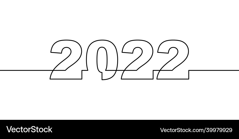 2022 single thin line drawing continuous art Vector Image
