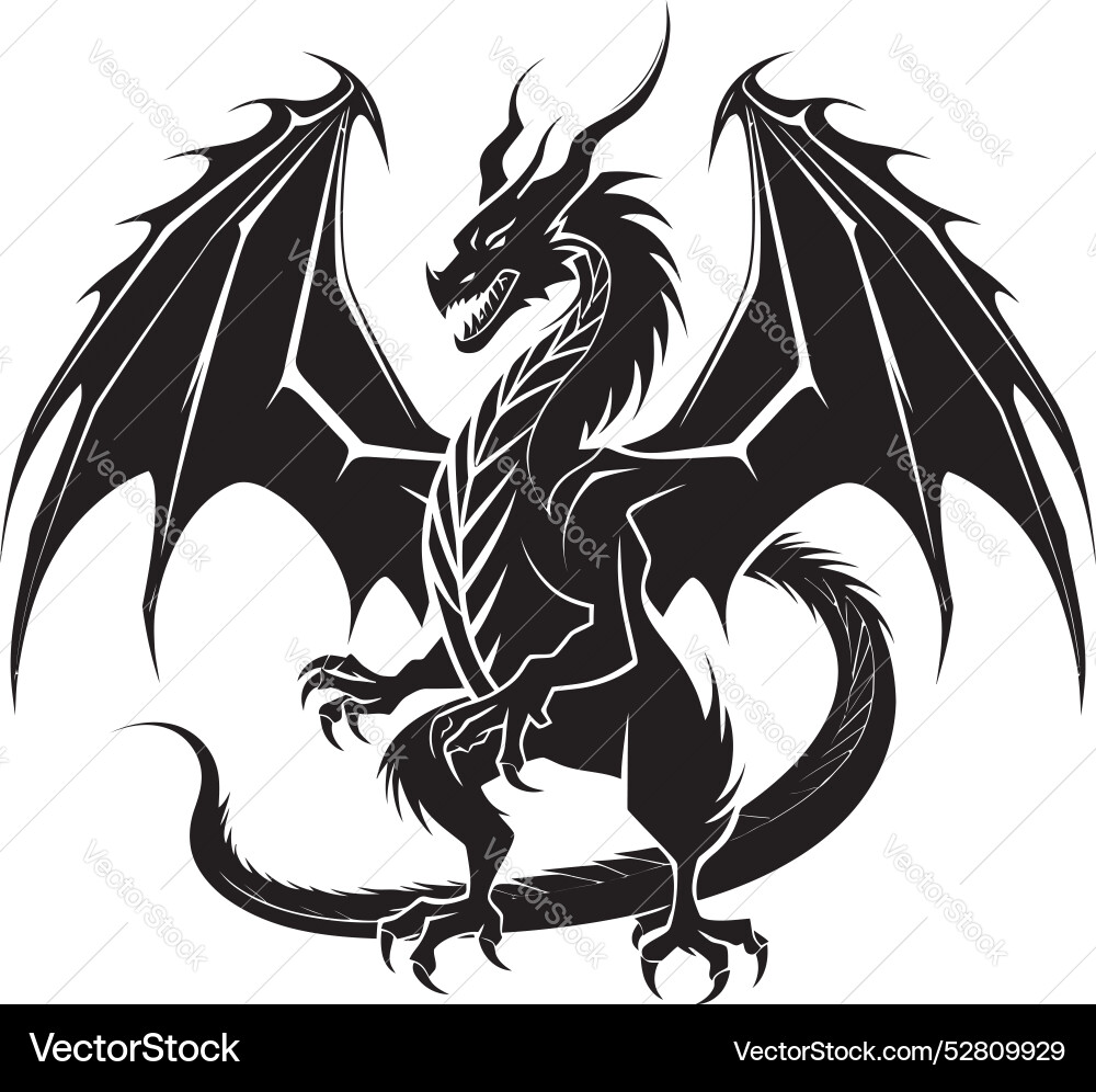 Ancient sentinel dragon logo design infernal Vector Image