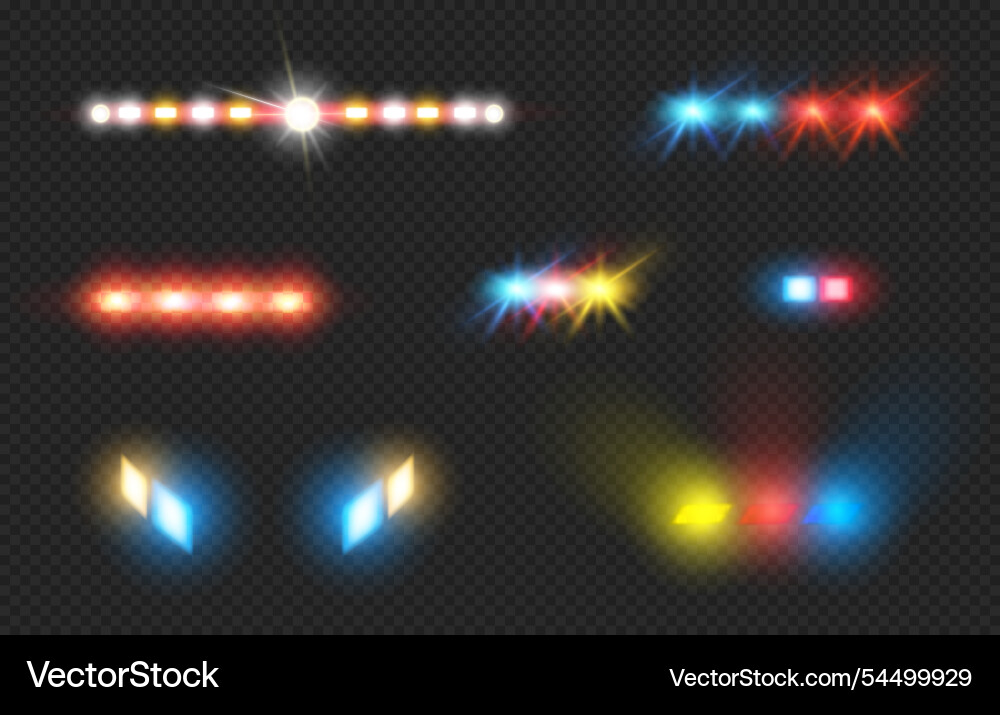 Car lights realistic headlamp from transport Vector Image