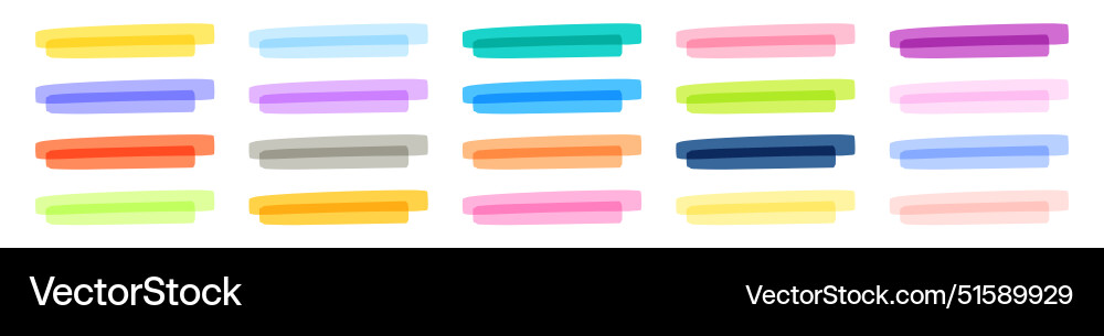 Colorful marker highlights and pen underlines Vector Image