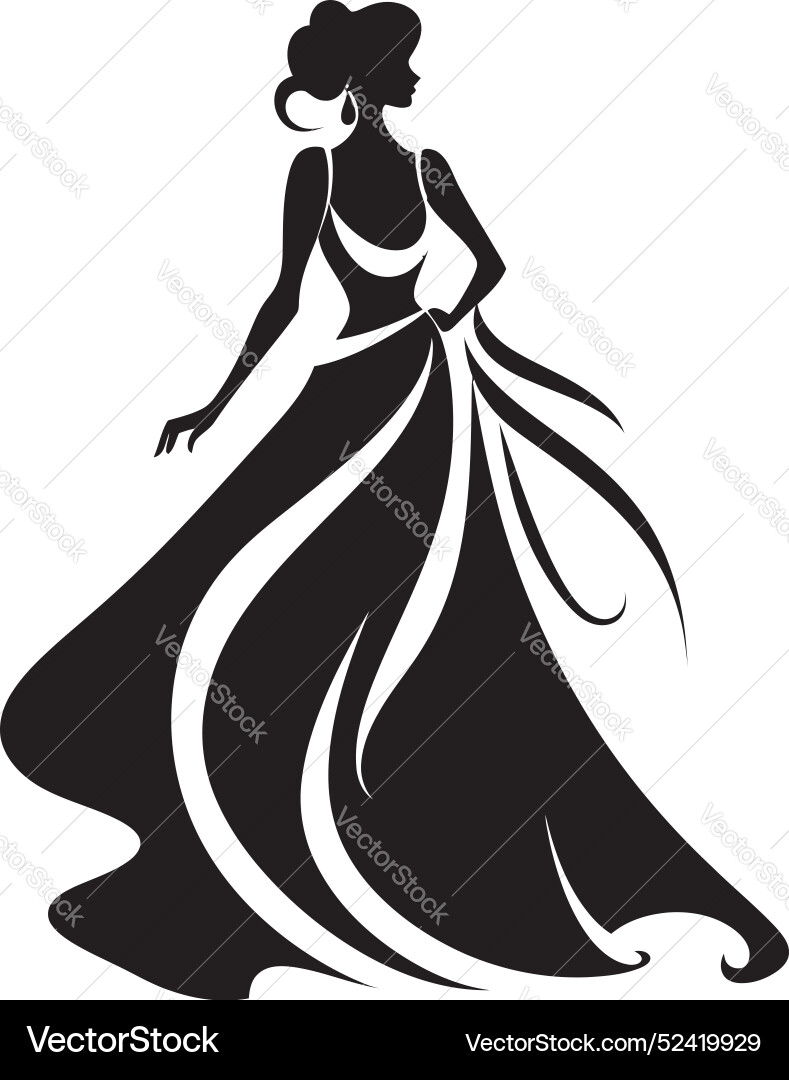 Elegant draping black dress icon couture Vector Image