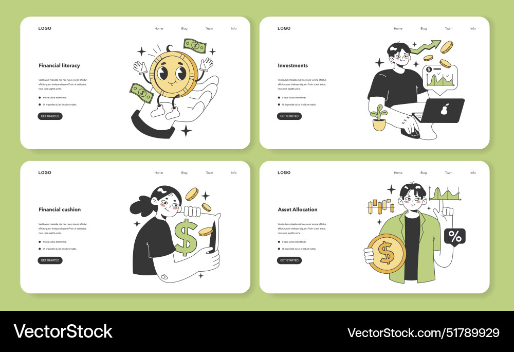 Financial literacy set personal budget Royalty Free Vector