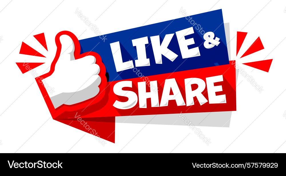 Like and share sign Royalty Free Vector Image - VectorStock