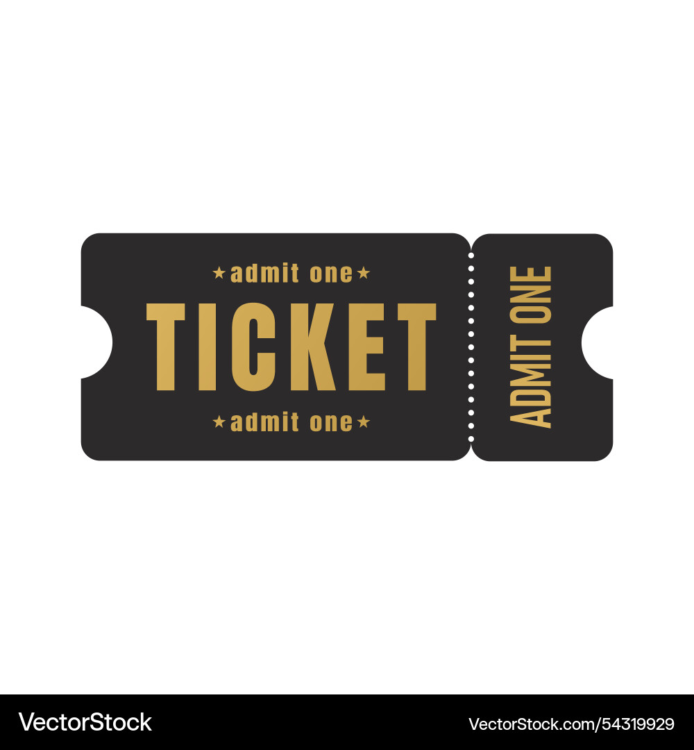 Luxury gold and black ticket template admit one Vector Image