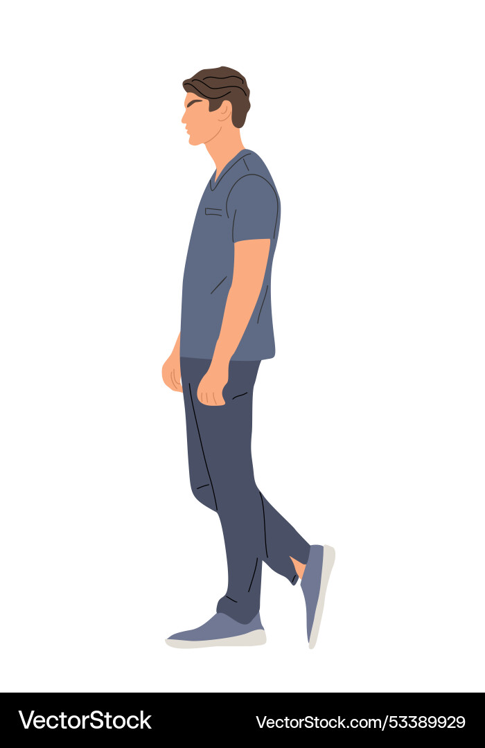 Medical worker doctor surgeon walking side view Vector Image