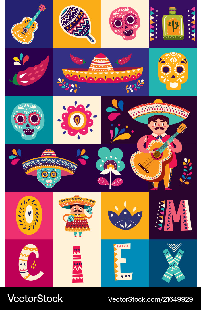 Mexican symbols Royalty Free Vector Image - VectorStock