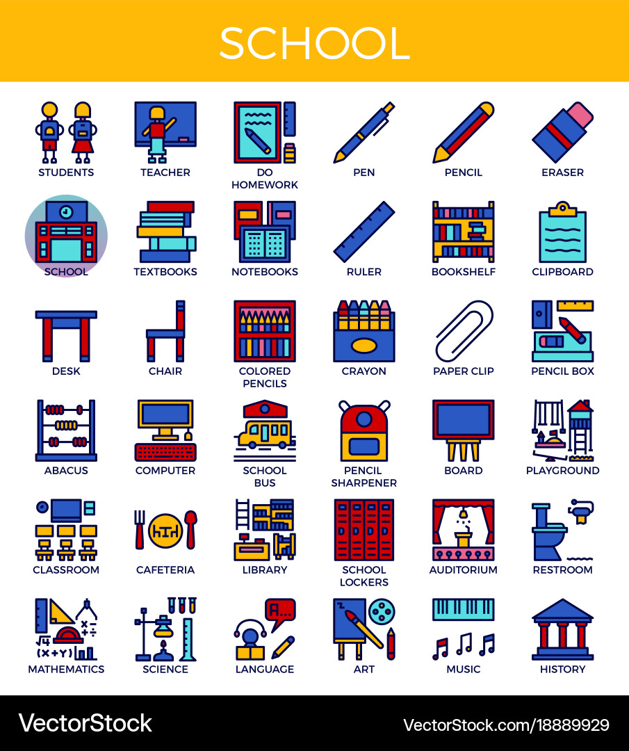 School and education icons Royalty Free Vector Image