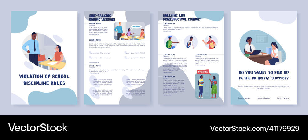 School discipline rules violation flat brochure Vector Image