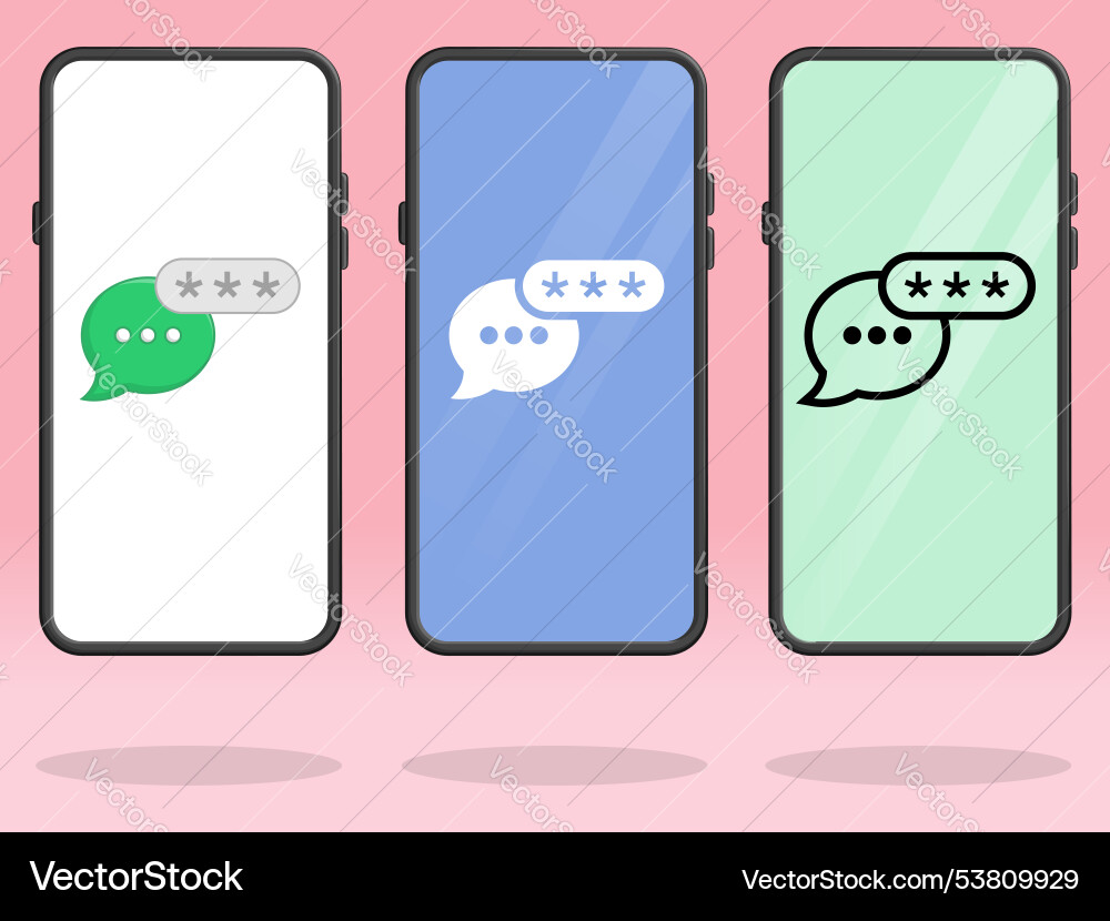 Smartphone chat password protected message bubbles