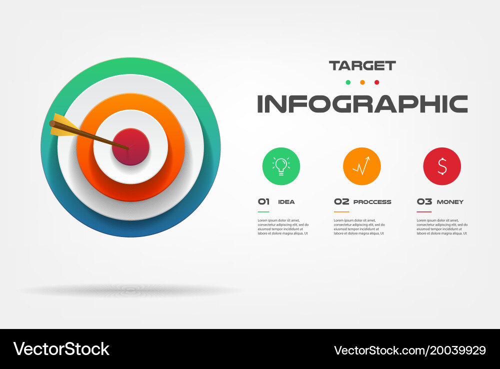 Target infographics step by element of chart Vector Image