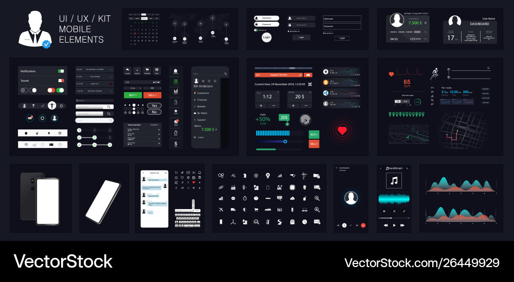 Universal interface ui ux kit for websites Vector Image