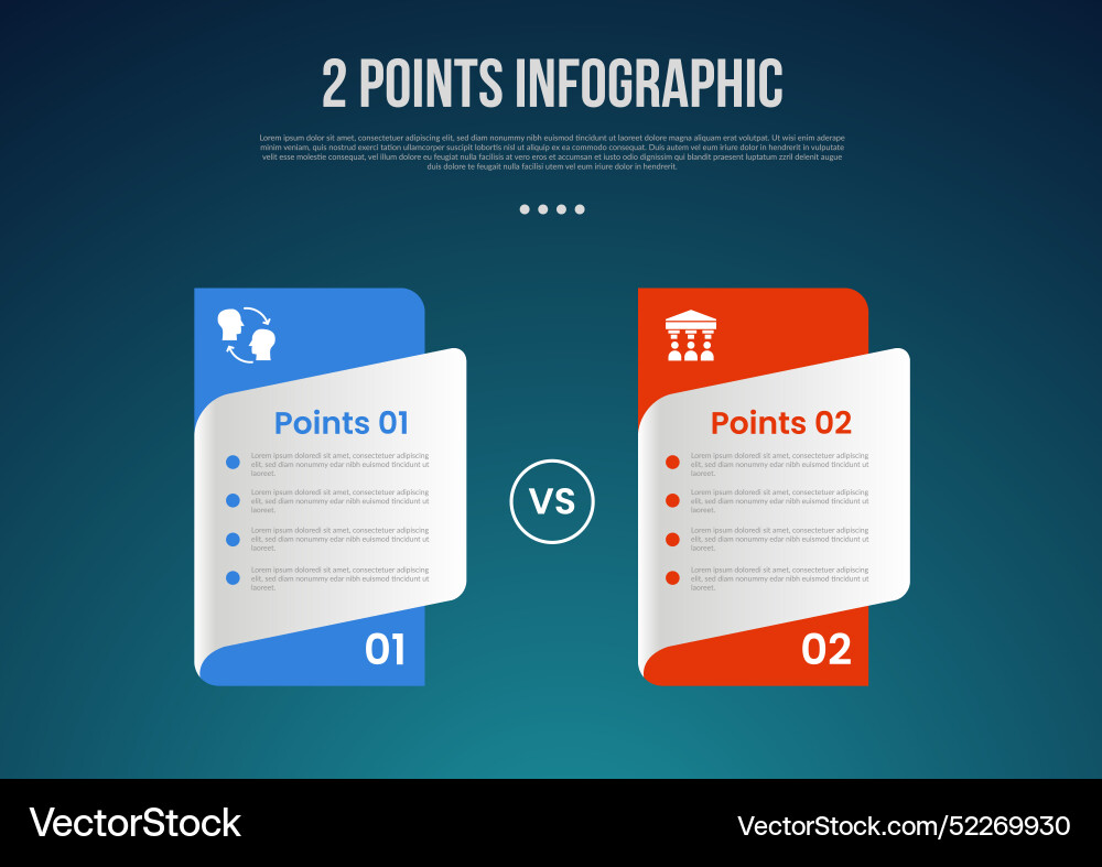 2 or two point template comparison versus things Vector Image