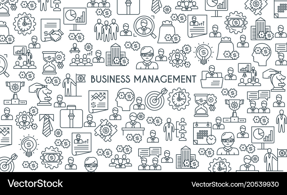 Business management line banner Royalty Free Vector Image