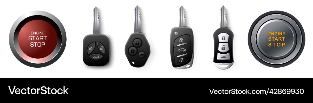 Car remote engine start key or button Royalty Free Vector