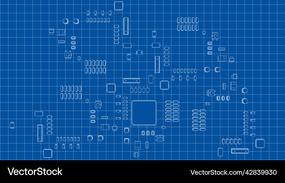 Electric circuit board various chips Royalty Free Vector
