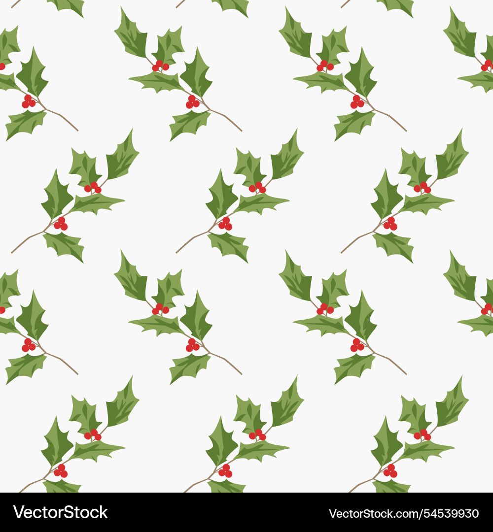 Holly berry christmas seamless pattern Royalty Free Vector