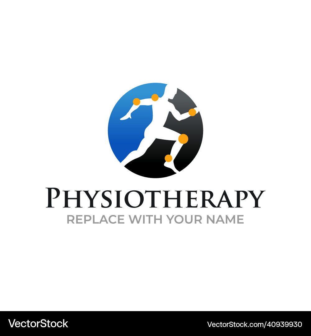 Physiotherapy logo with a circle icon and joint Vector Image
