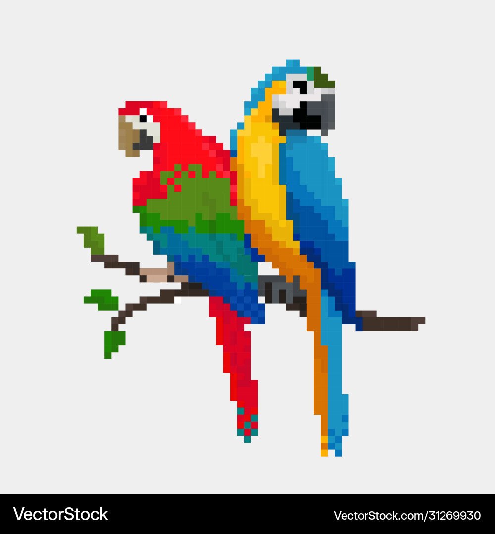 Pixel Parrot - Colorful Bird Royalty Free Vector Image