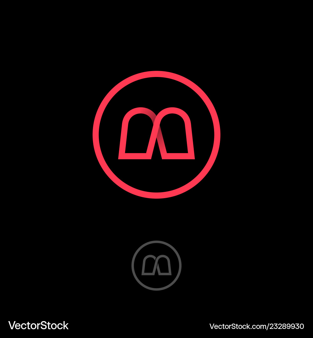 Red M Monogram Logo - Minimalist Royalty Free Vector Image