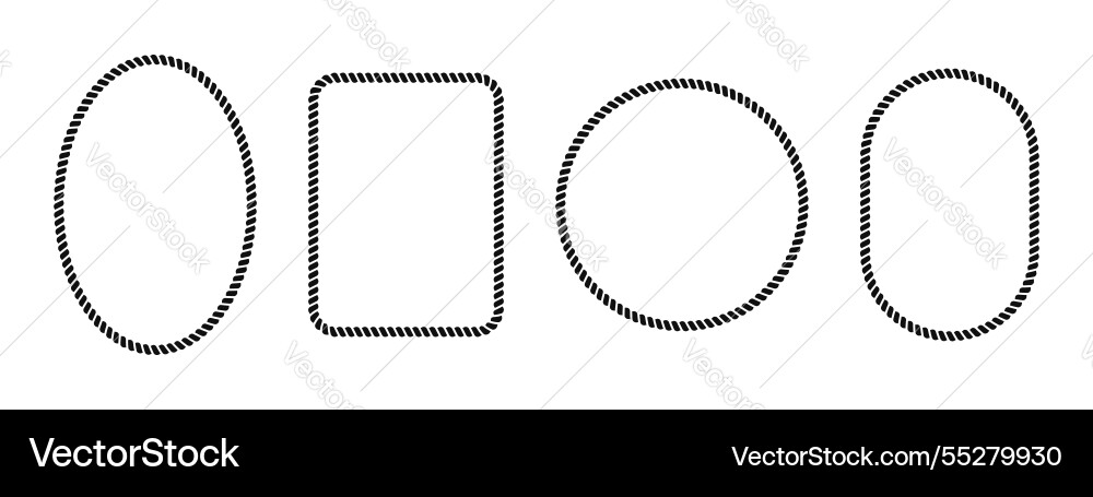 Set of oval rectangle and round rope frames Vector Image