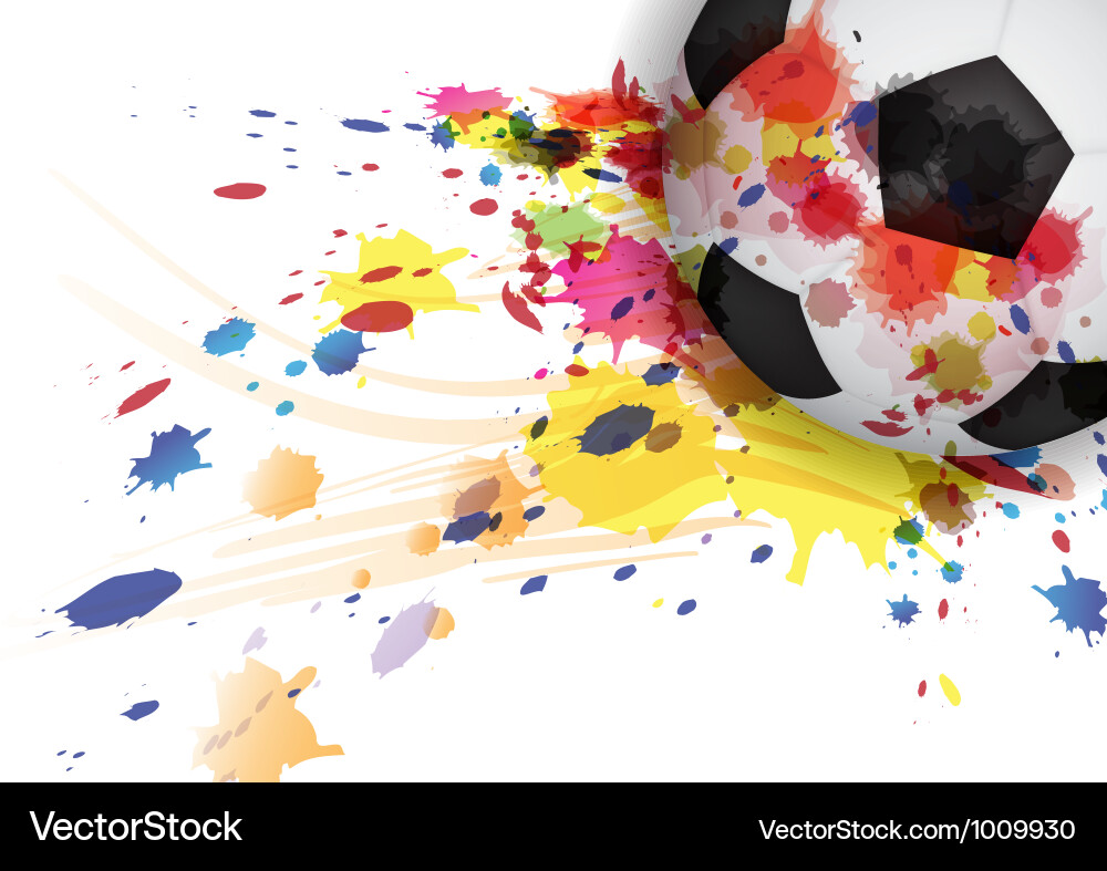 Soccer ball ink splash design background Vector Image