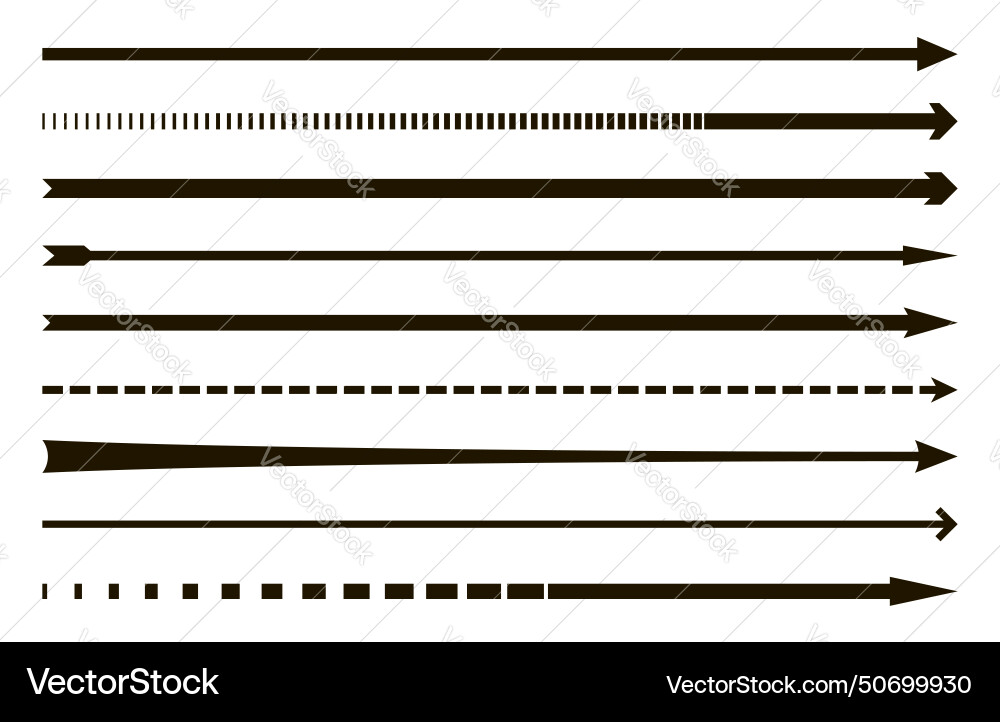 Straight long arrows pointing to the right Vector Image