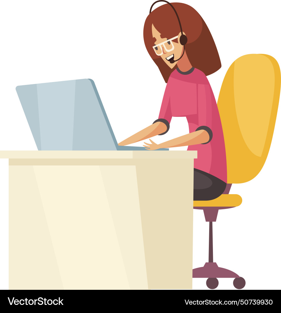 Support agent work composition Royalty Free Vector Image