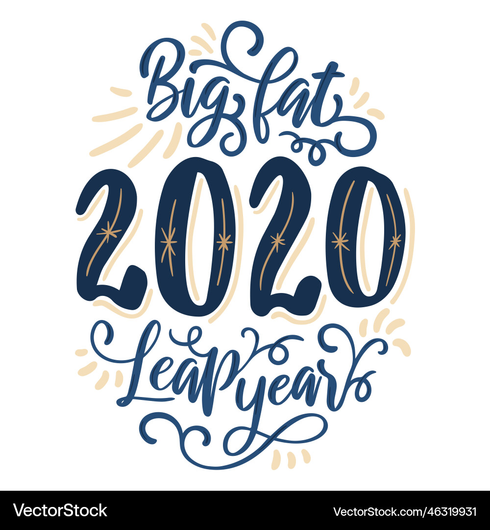 2020 leap year lettering Royalty Free Vector Image