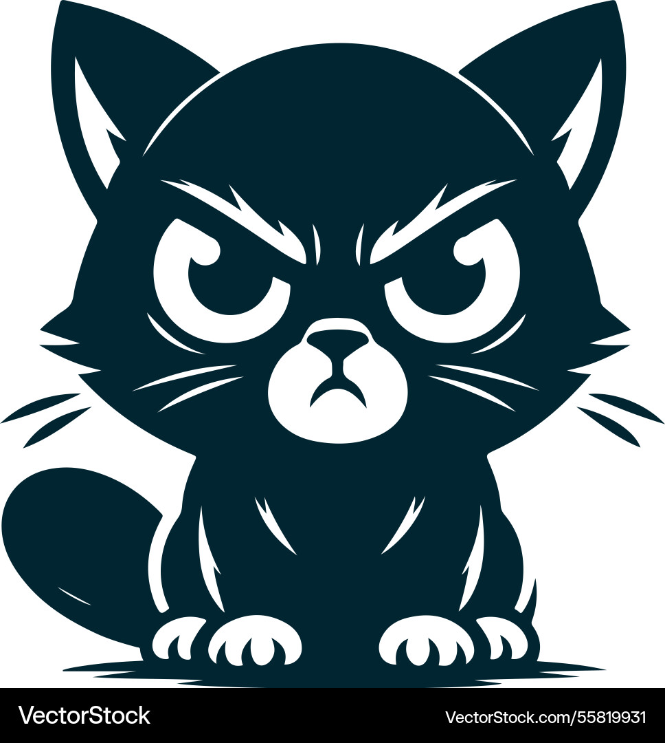 Aggressive cat silhouette logo mad Royalty Free Vector Image