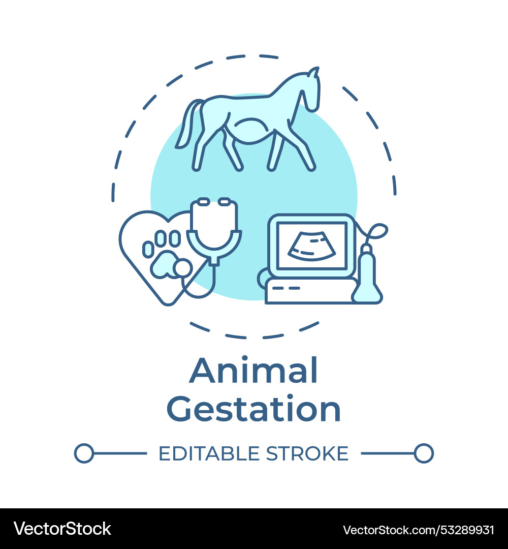 Animal gestation soft blue concept icon Royalty Free Vector